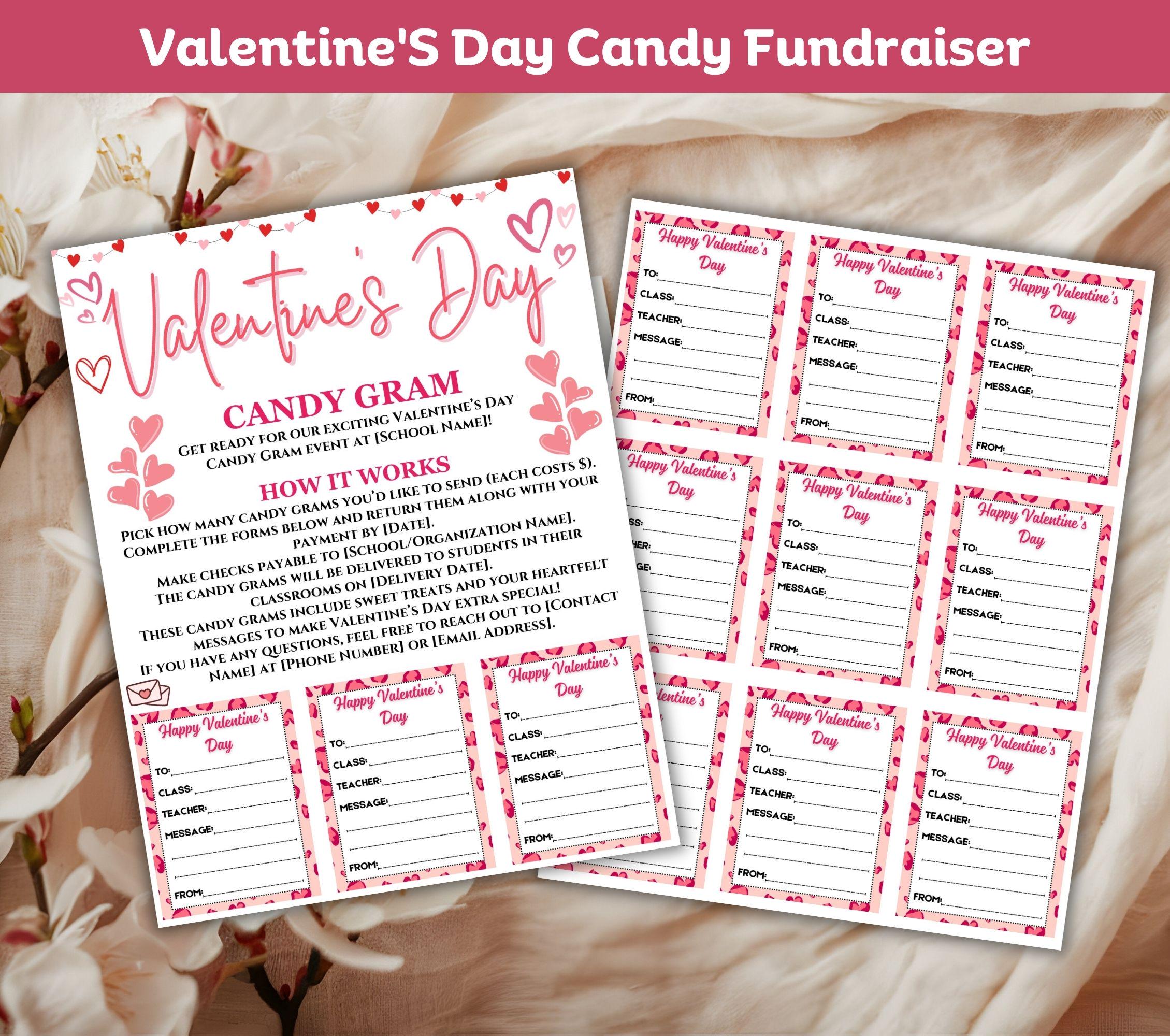 Editable Valentine's Day Candy Gram Fundraiser Flyer Template, Class ...