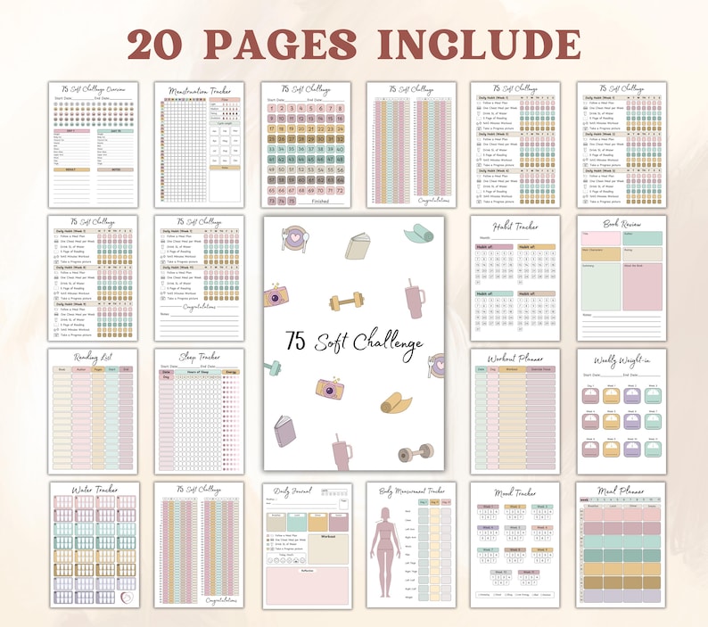 Editable 75 Soft Challenge Tracker, 75 Soft Challenge, Daily 75 Soft ...