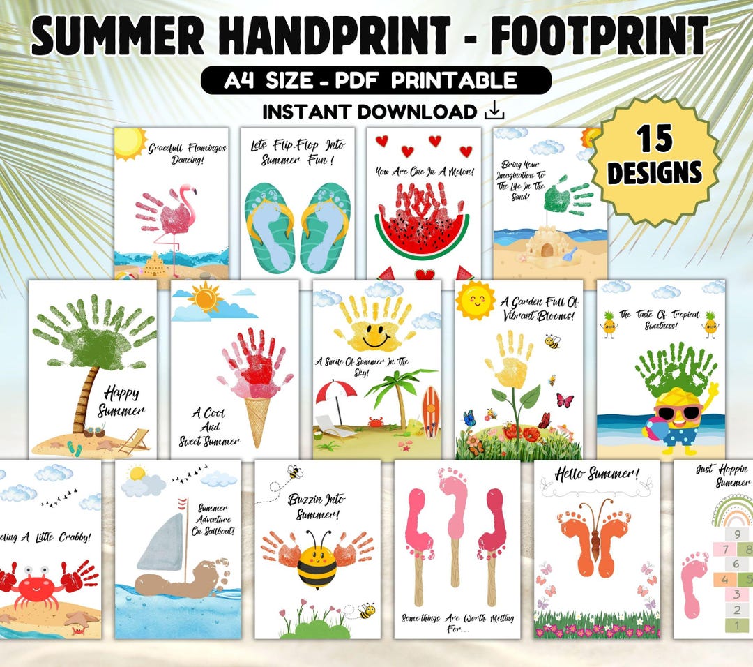 Printable Summer Handprint Craft Bundle, Summer Handprint Art, Summer ...