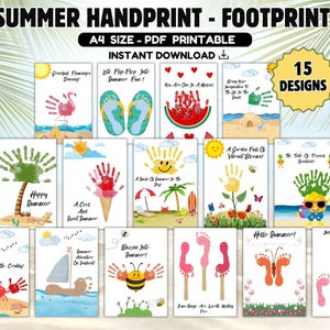 Printable Summer Handprint Craft Bundle, Summer Handprint Art, Summer ...