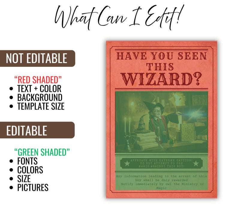 Editable Have You Seen This Wizard Party Poster Template, Wizard Wanted ...