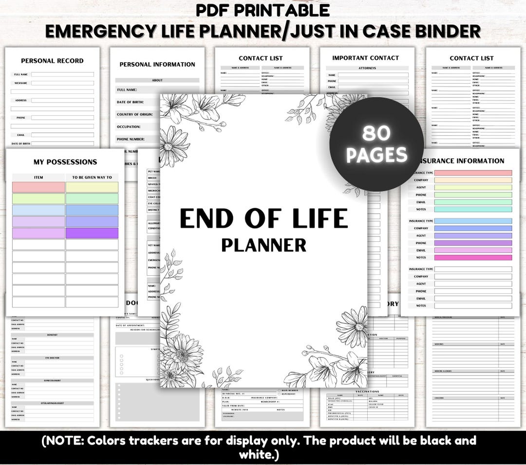 End of Life Planner Printable, What If Binder Digital, Just in Case of ...