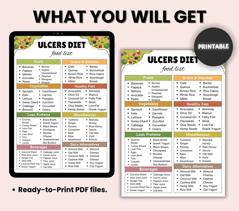 Ulcers Food List, Gastric Ulcer Food Chart Foods to Eat and Avoid Ulcer ...