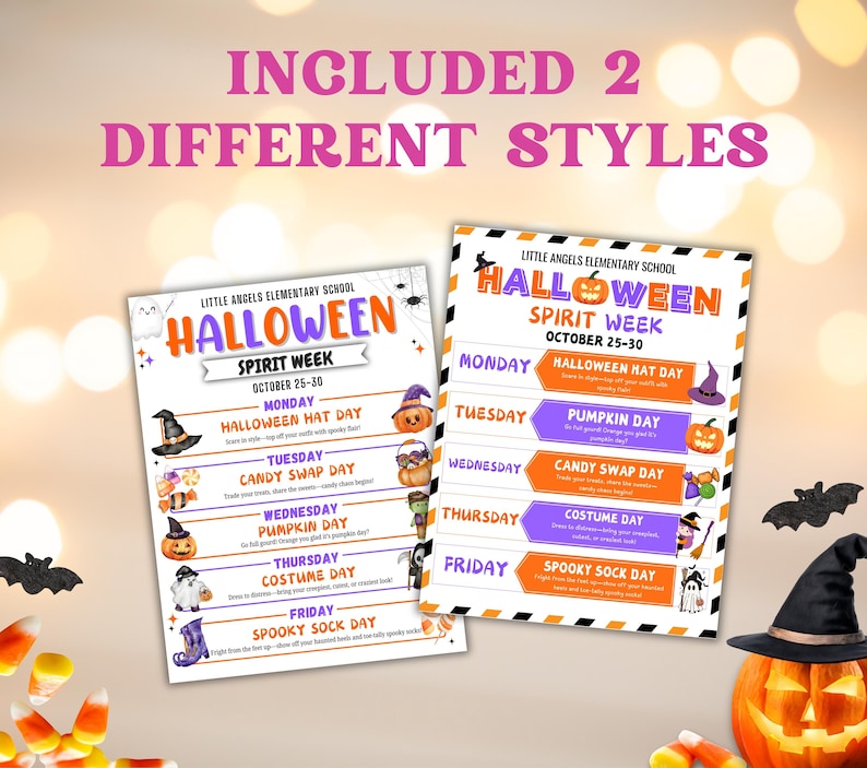 Seasonal School Spirit Week Flyer Bundle, PTA Schedule, Editable ...