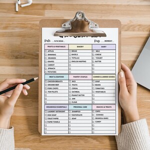 Grocery List Printable Template, Grocery Planner, Food Shopping List ...