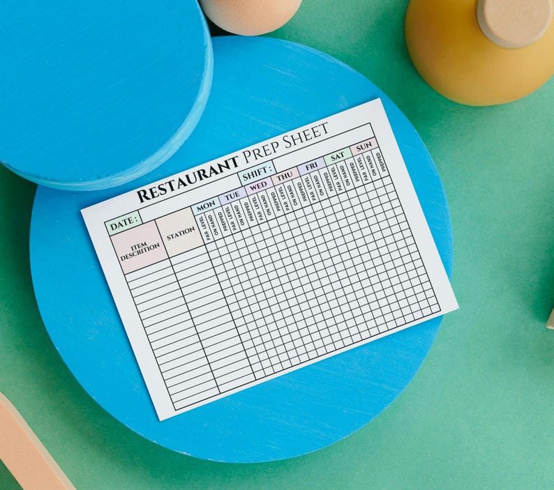 Restaurant Prep Sheet Printable, Food Prep Chart, Food Prep Sheet ...