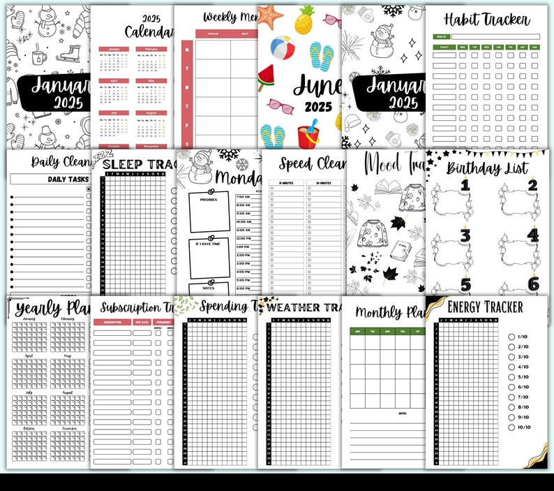 Paquete imprimible de Bullet Journal 2025, imprimibles de Bullet ...