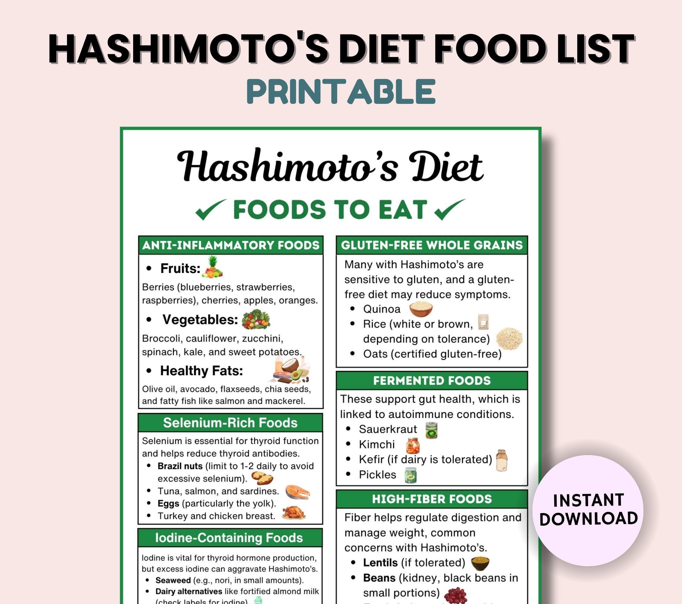 Hashimoto's Diet Food List, Thyroid Diet Meal Plan, Thyroiditis Health ...