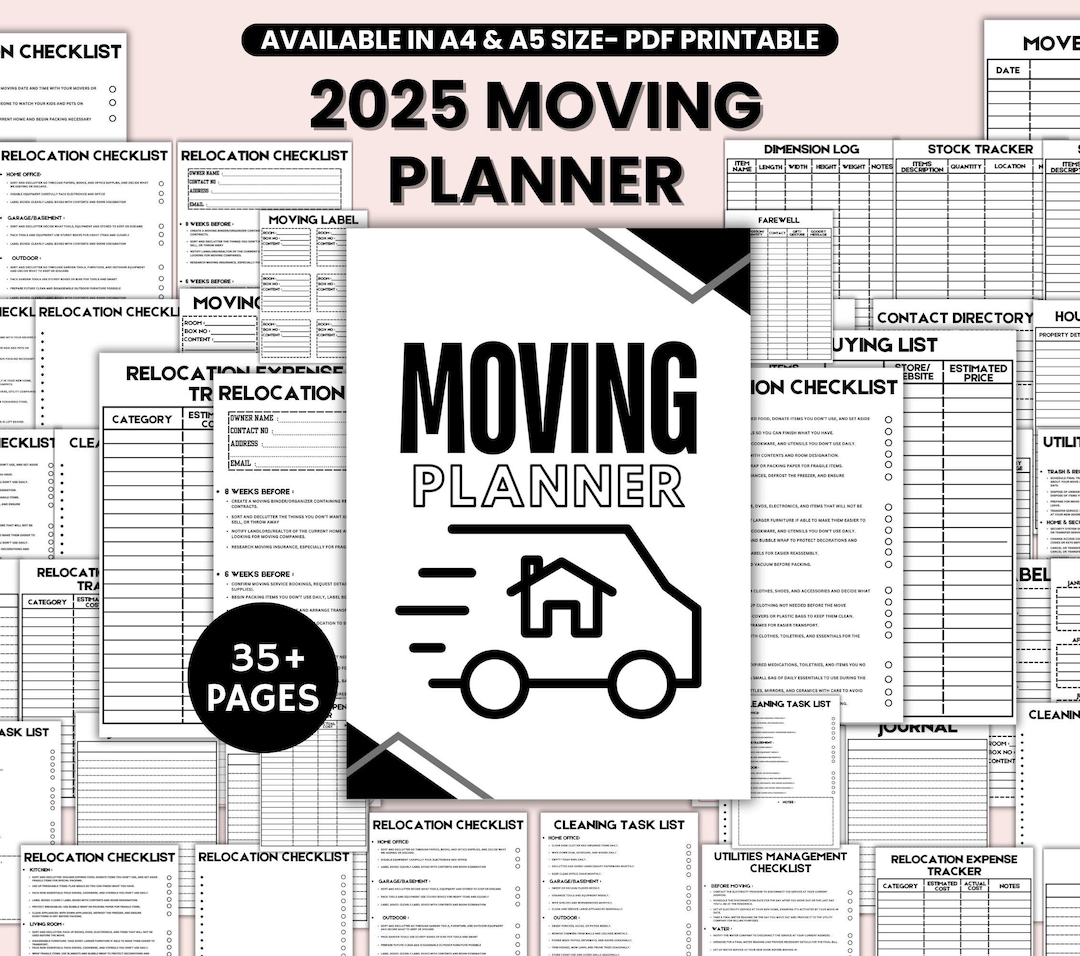 Moving Planner Printable, Moving Checklist, Moving Binder, Moving Gift ...