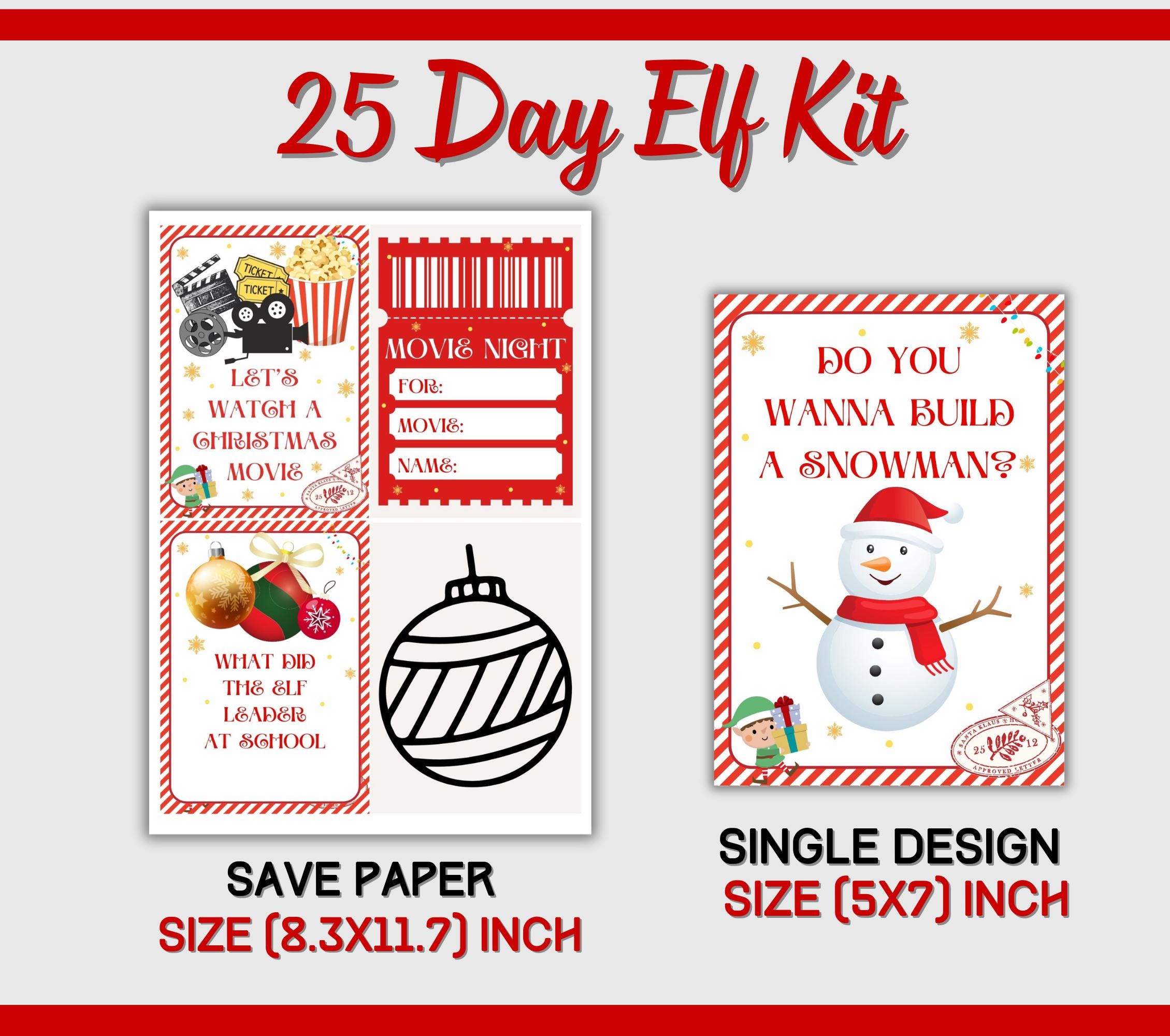 25 Day Christmas Elf Kit Printable , Elf Activities, Christmas Elf ...