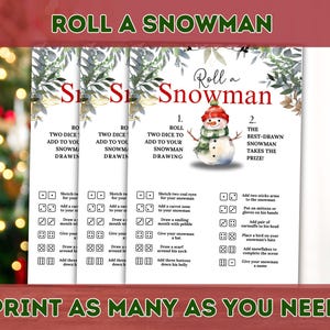Roll A Snowman Game Printable, Christmas Games, Winter Activity for ...