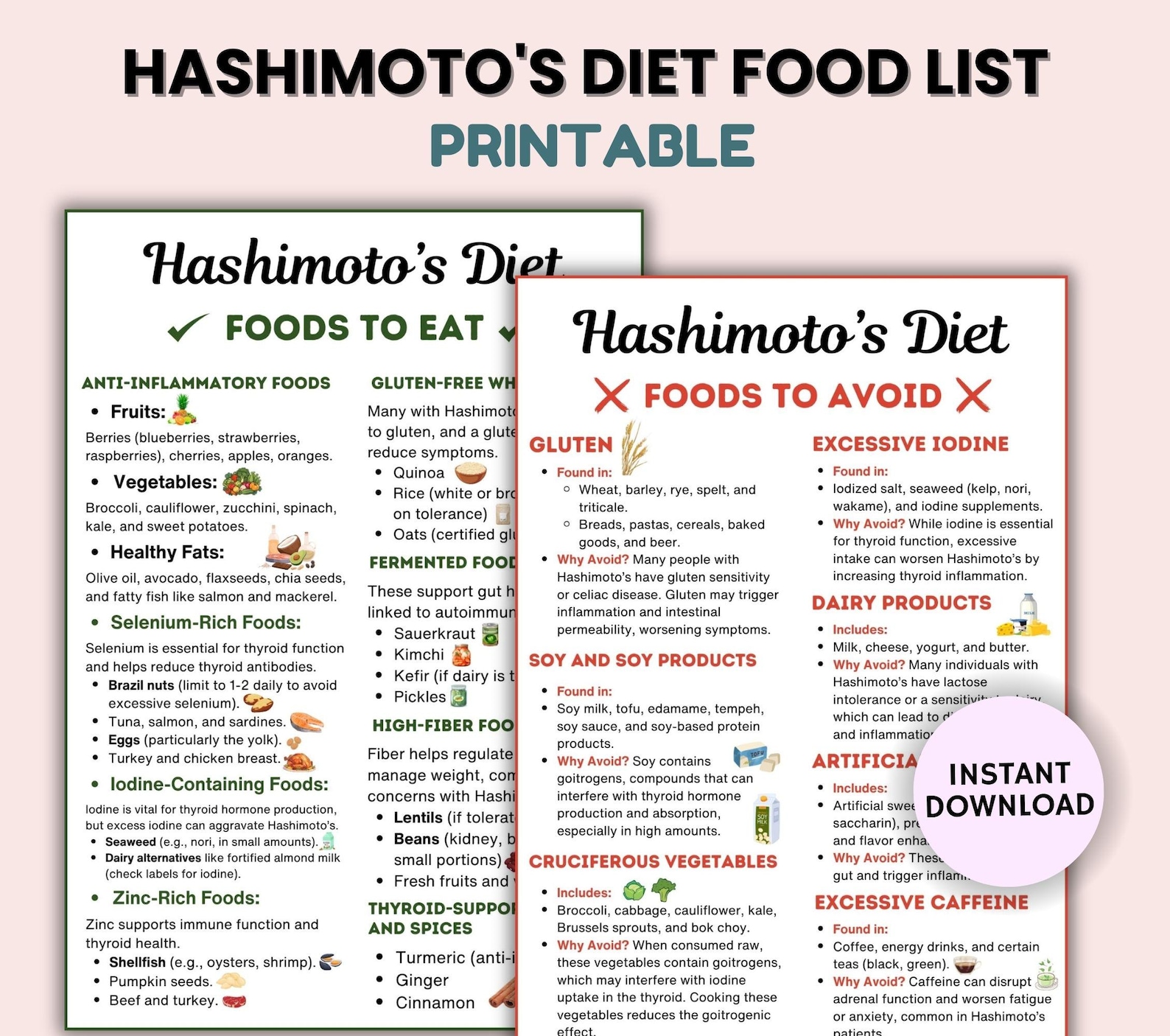 Hashimoto's Diet Food List, Thyroid Diet Meal Plan, Thyroiditis Health ...