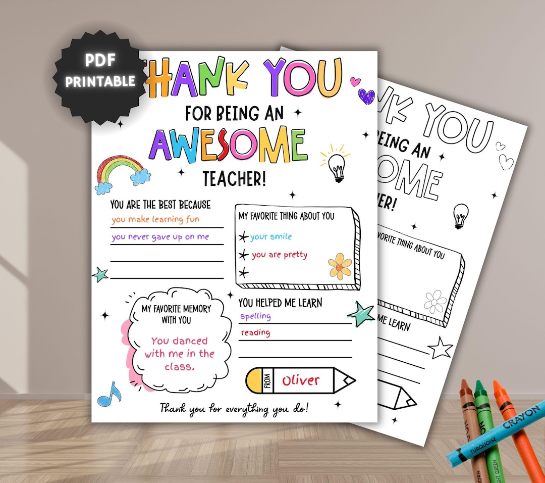 Teacher Thank You Coloring Page Printable, Teacher Appreciation Week ...
