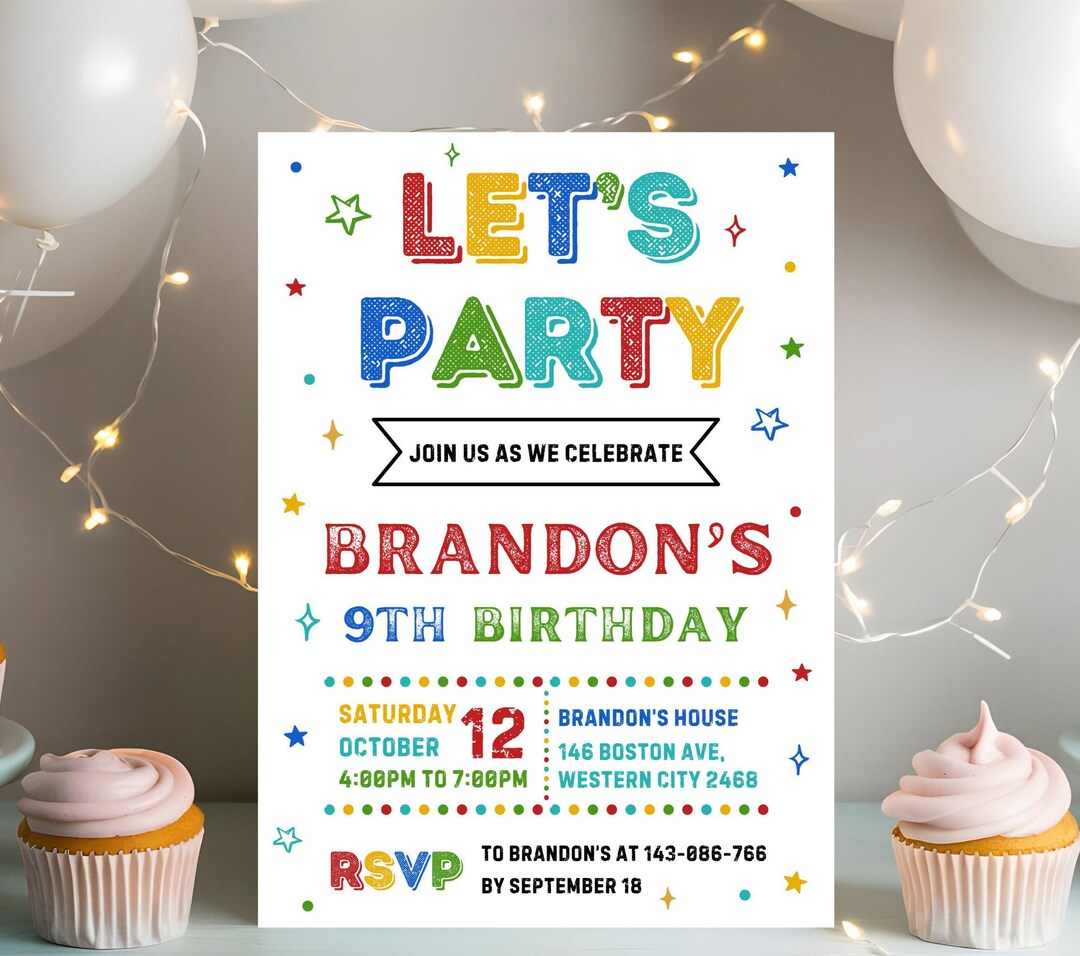 Simple Colorful Birthday Invite, Bright and Cheerful Party, Invitations ...