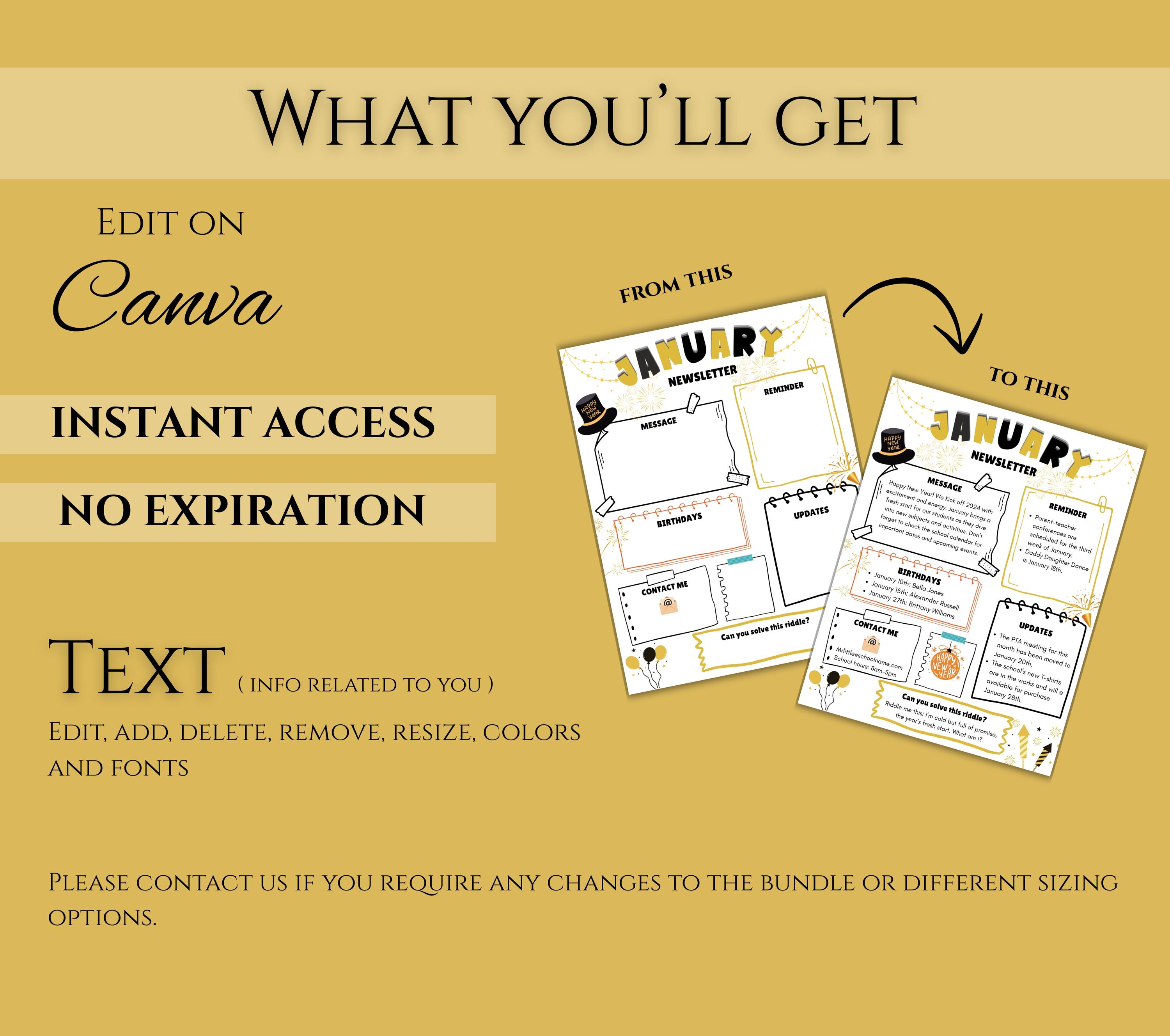 12 Months Newsletter Template Bundle, Back to School, Weekly Classroom ...