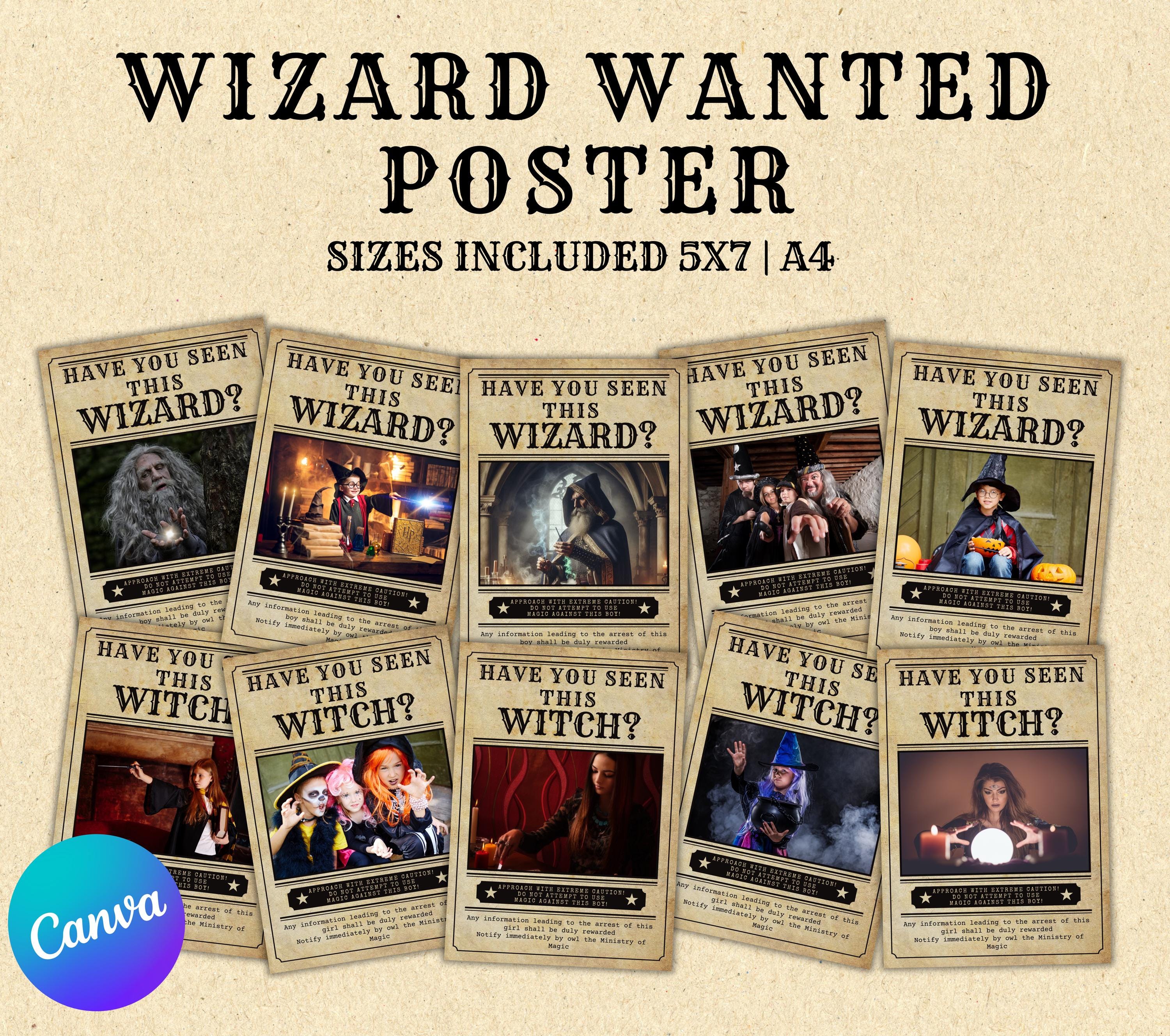 Editable Have You Seen This Wizard Party Poster Template, Wizard Wanted ...