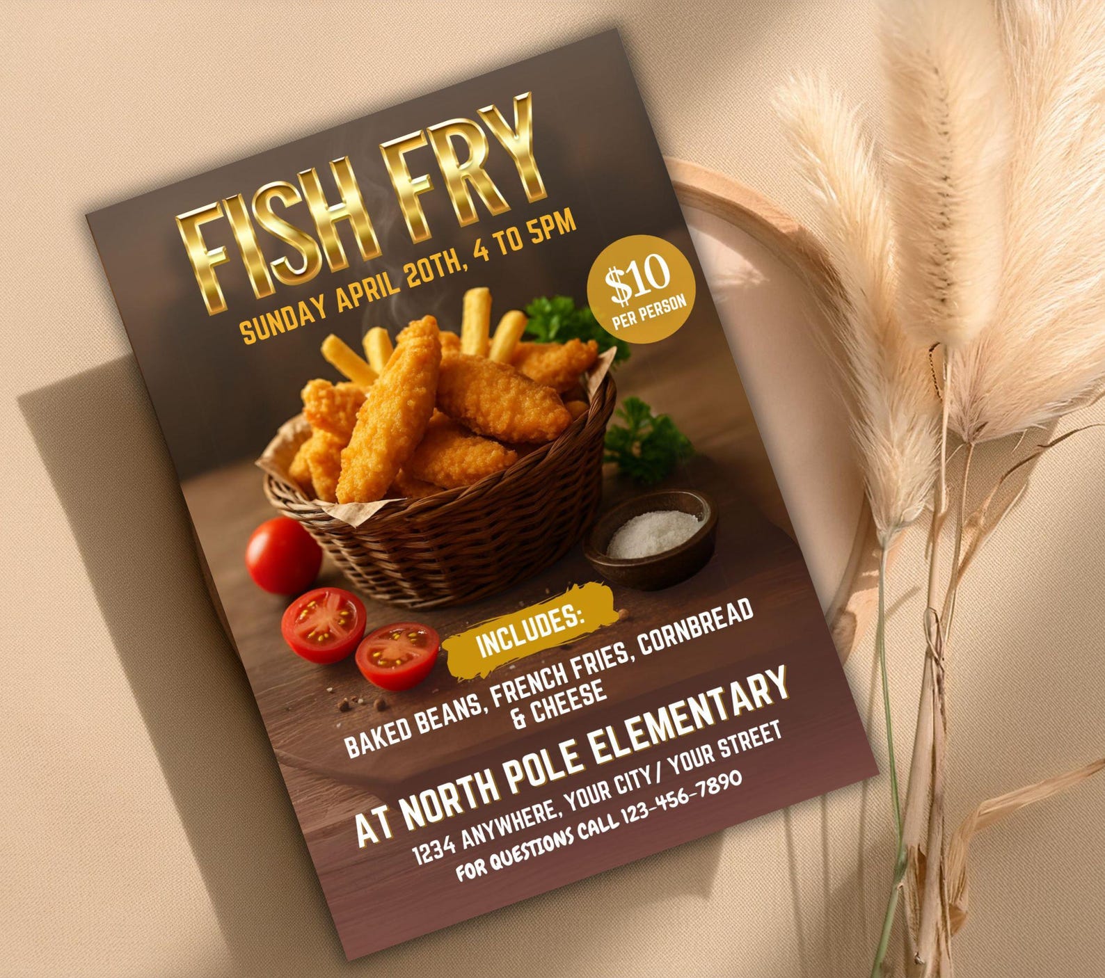 Editable Fish Fry Fundraiser Flyer Template (5x7 In) - Etsy
