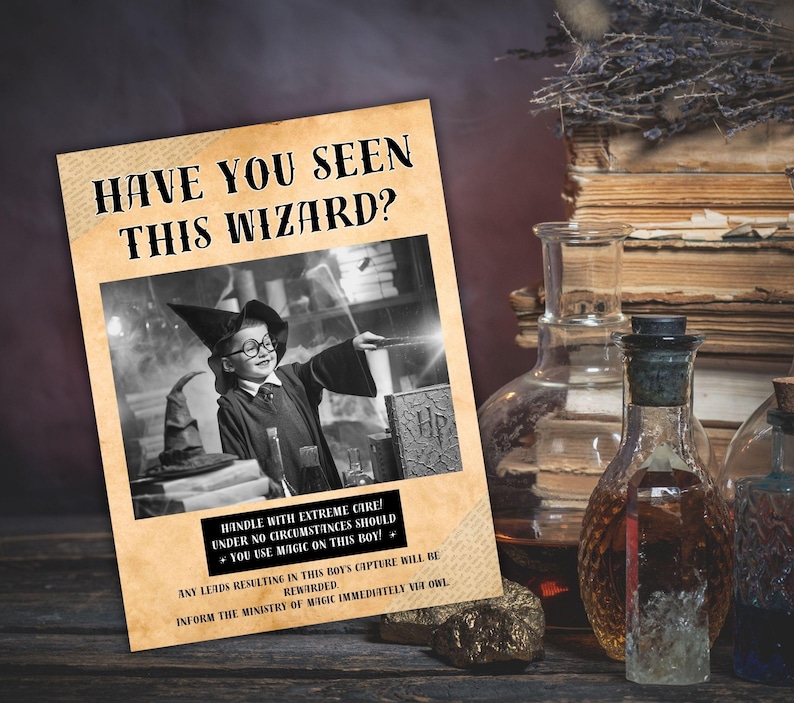 Editable Have You Seen This Wizard Party Poster Template, Wizard Wanted ...