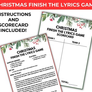 Christmas Carol Finish the Lyric Game, Christmas Song Trivia Game ...