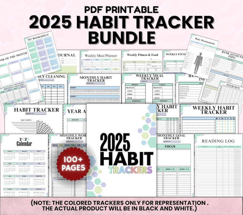 2025 Habit Tracker Bundle Printable, Adhd Mood Tracker, Wellness ...
