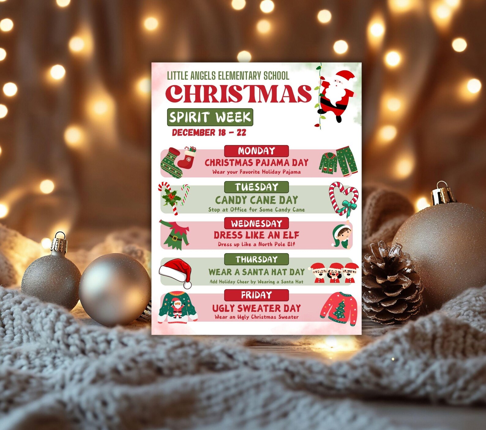Holiday School Spirit Week Flyer Editable, Winter Spirit Week, December ...