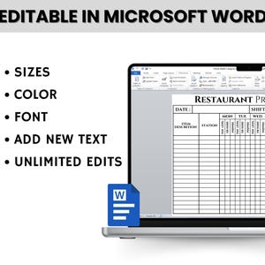 Edittable Restaurant Prep Sheet, Food Prep Chart, Food Prep Sheet ...