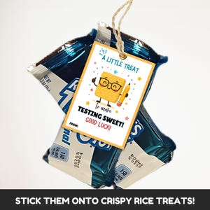 Crispy Rice Treats Good Luck Gift Tag Printable, Testing Day Snack Tag ...