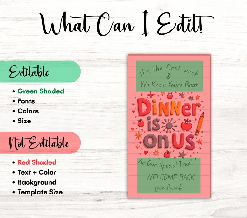 Dinner is on Us Teacher Appreciation Gift Tag Template, Printable First ...