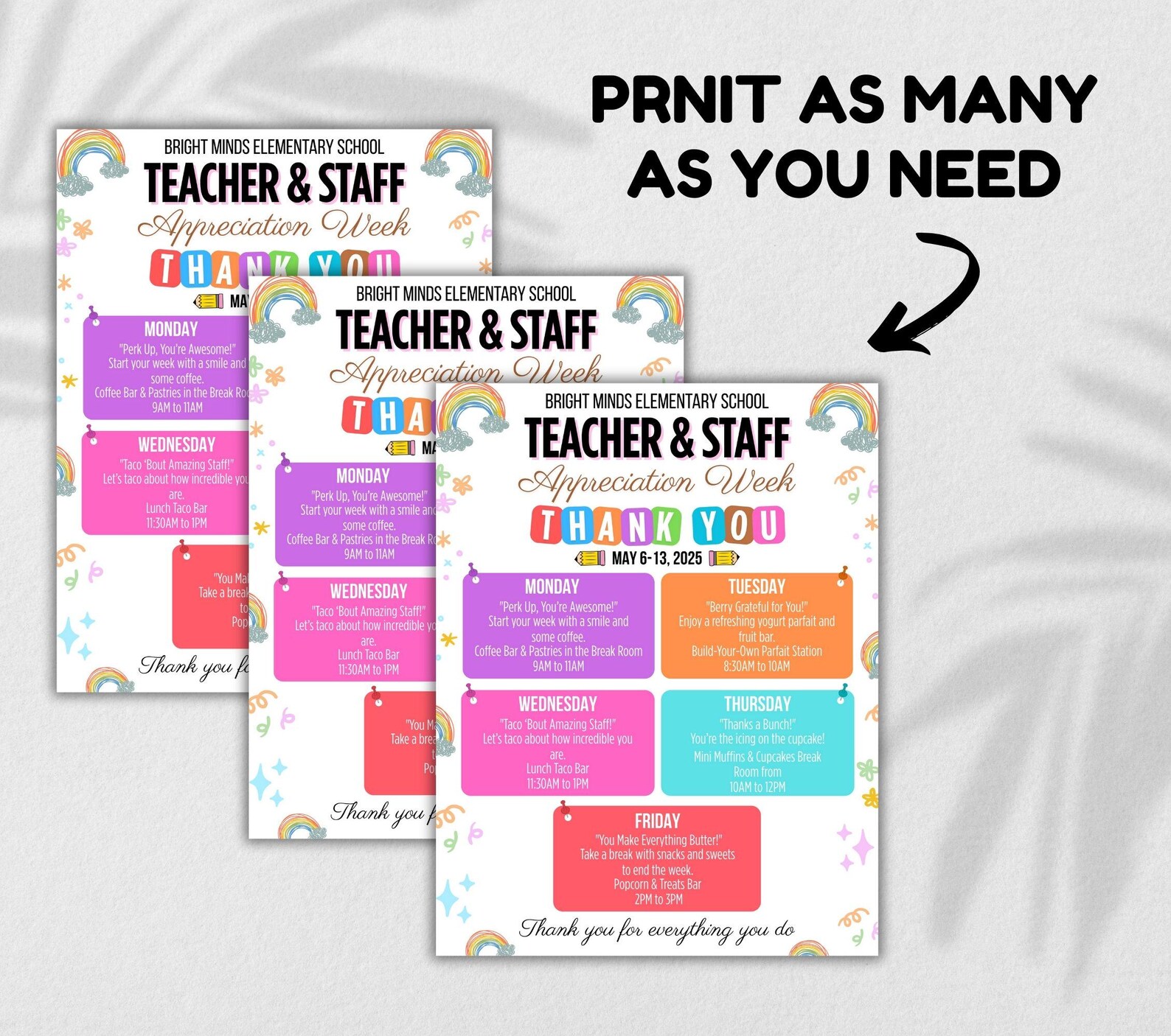 Editable Teacher Appreciation Week Itinerary Poster Template, Teachers ...
