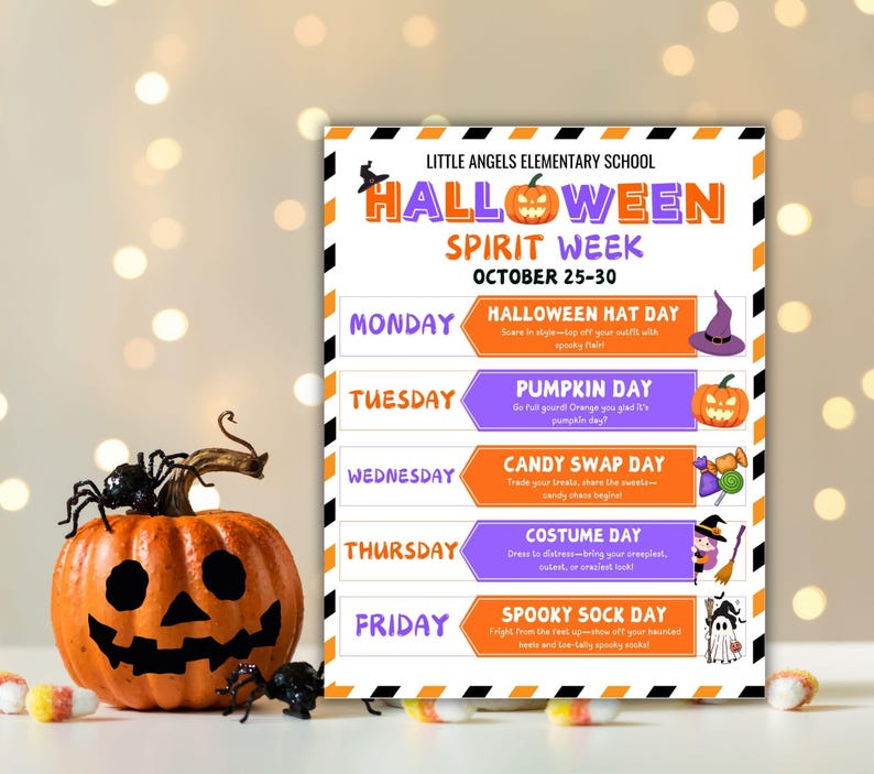 Editable Halloween School Spirit Week Flyer Template, Halloween Themed ...