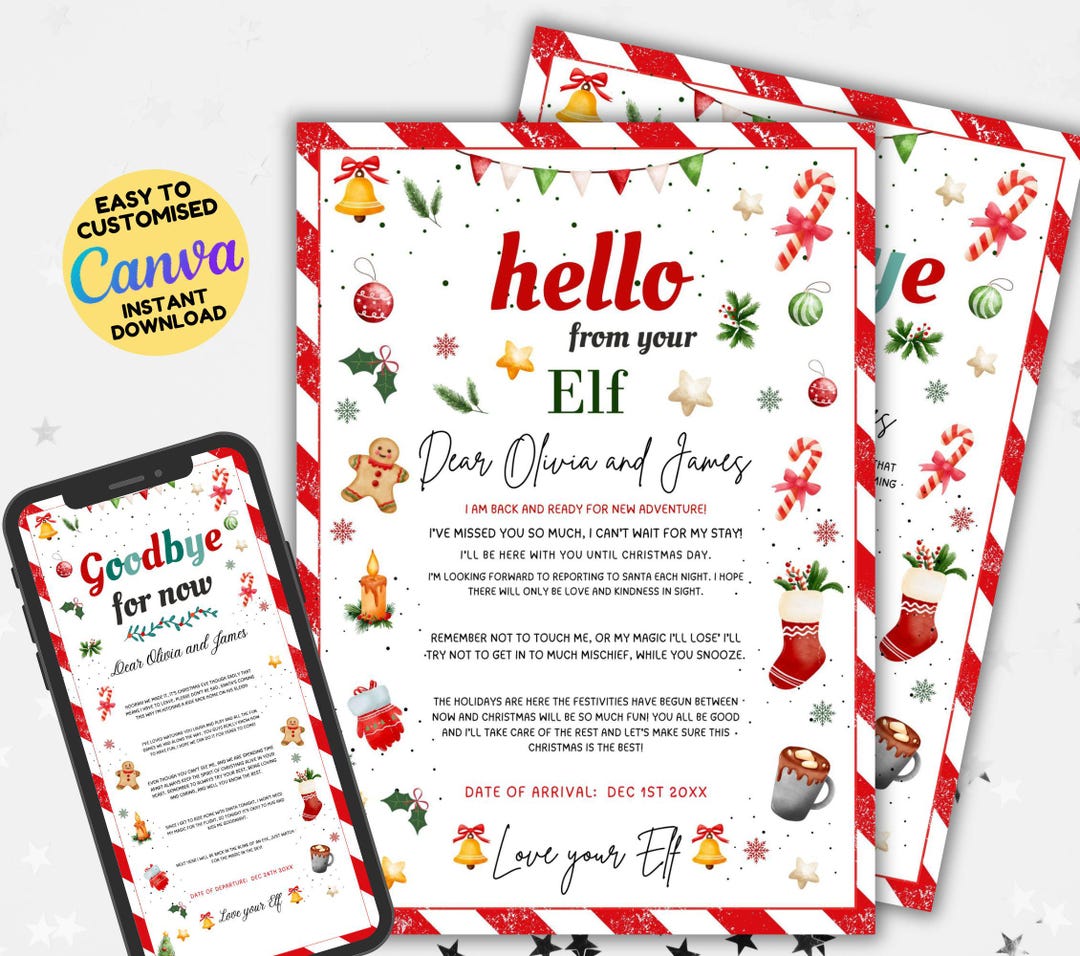 Editable Elf Letter, Elf Departure Letter, Elf Arrival Letter, Elf ...