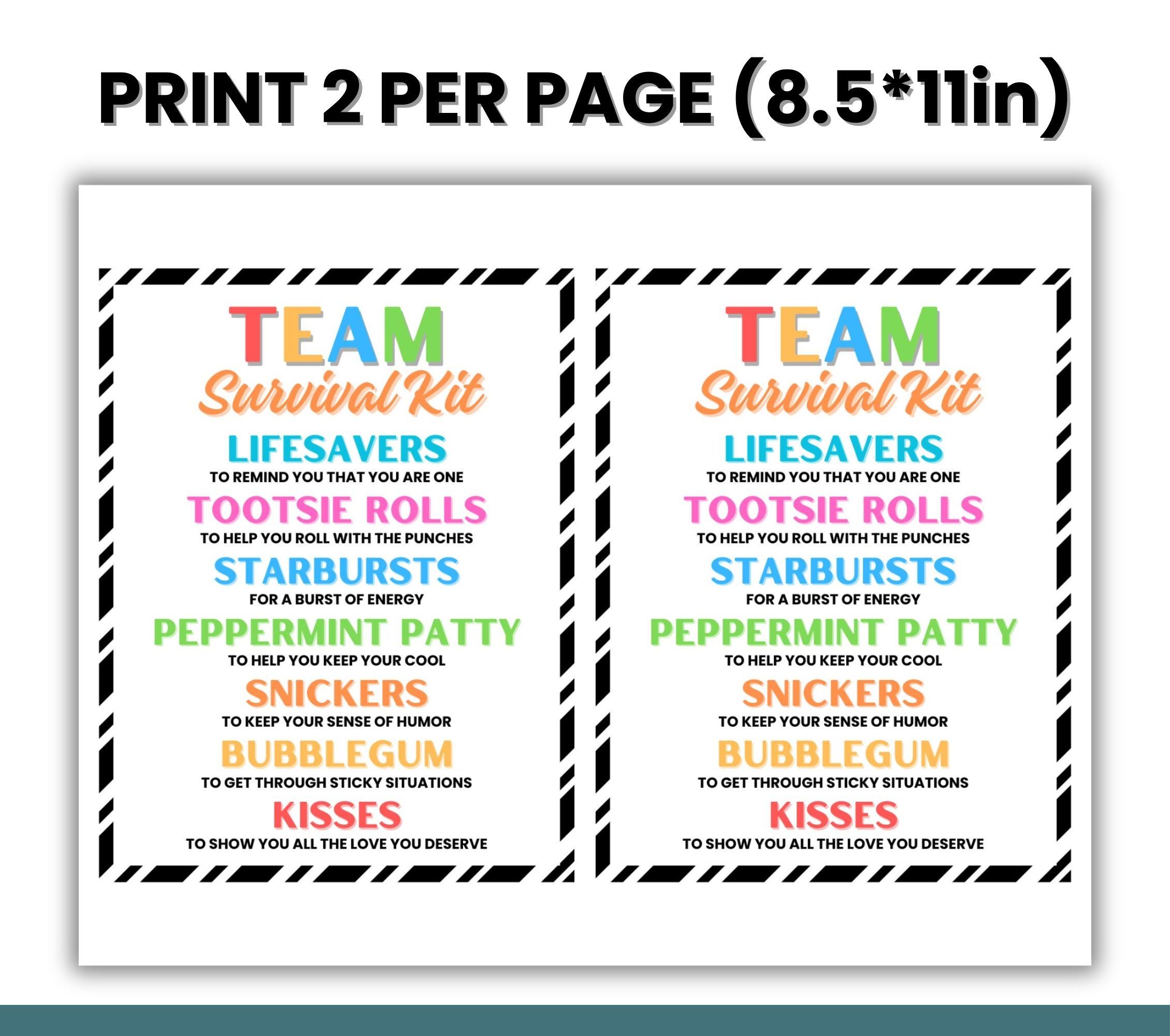 Editable Team Survival Kit Gift Tag Printable, Employee Welcome Gift ...