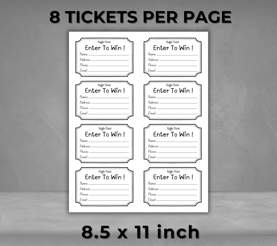 Printable Minimalist Raffle Ticket, Raffle Tickets Template, Enter to ...
