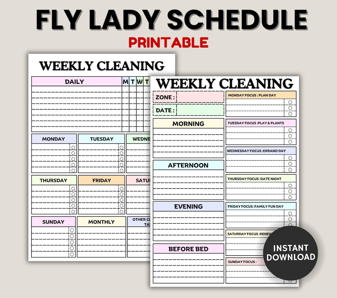 Flylady Cleaning Schedule Printable, Weekly Monthly Cleaning Planner ...