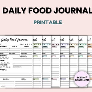 Daily Food Journal Printable, Daily Food Journal, Daily Food Planner ...