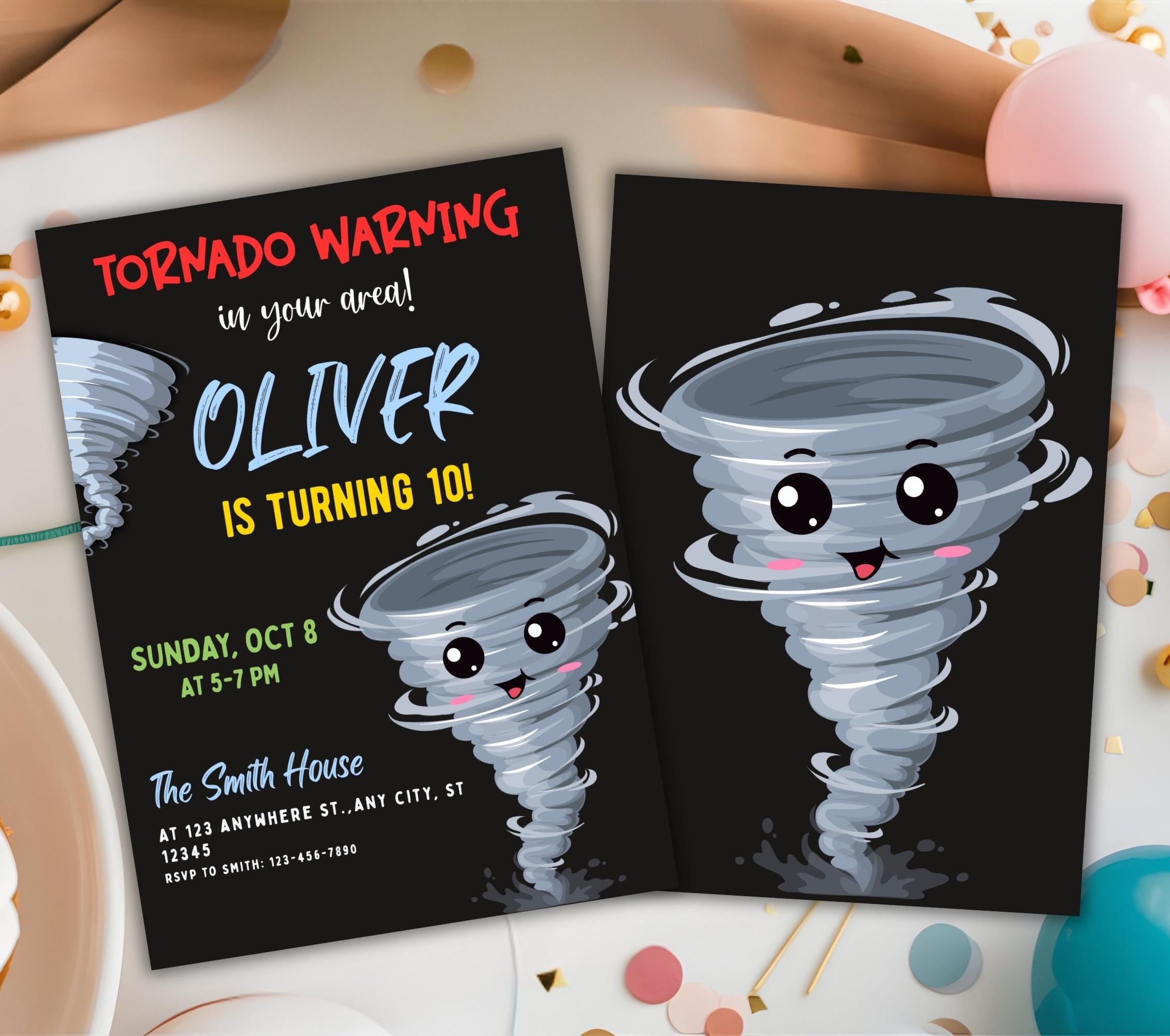 Editable Tornado Birthday Party Invitation Template, Tornado Birthday ...