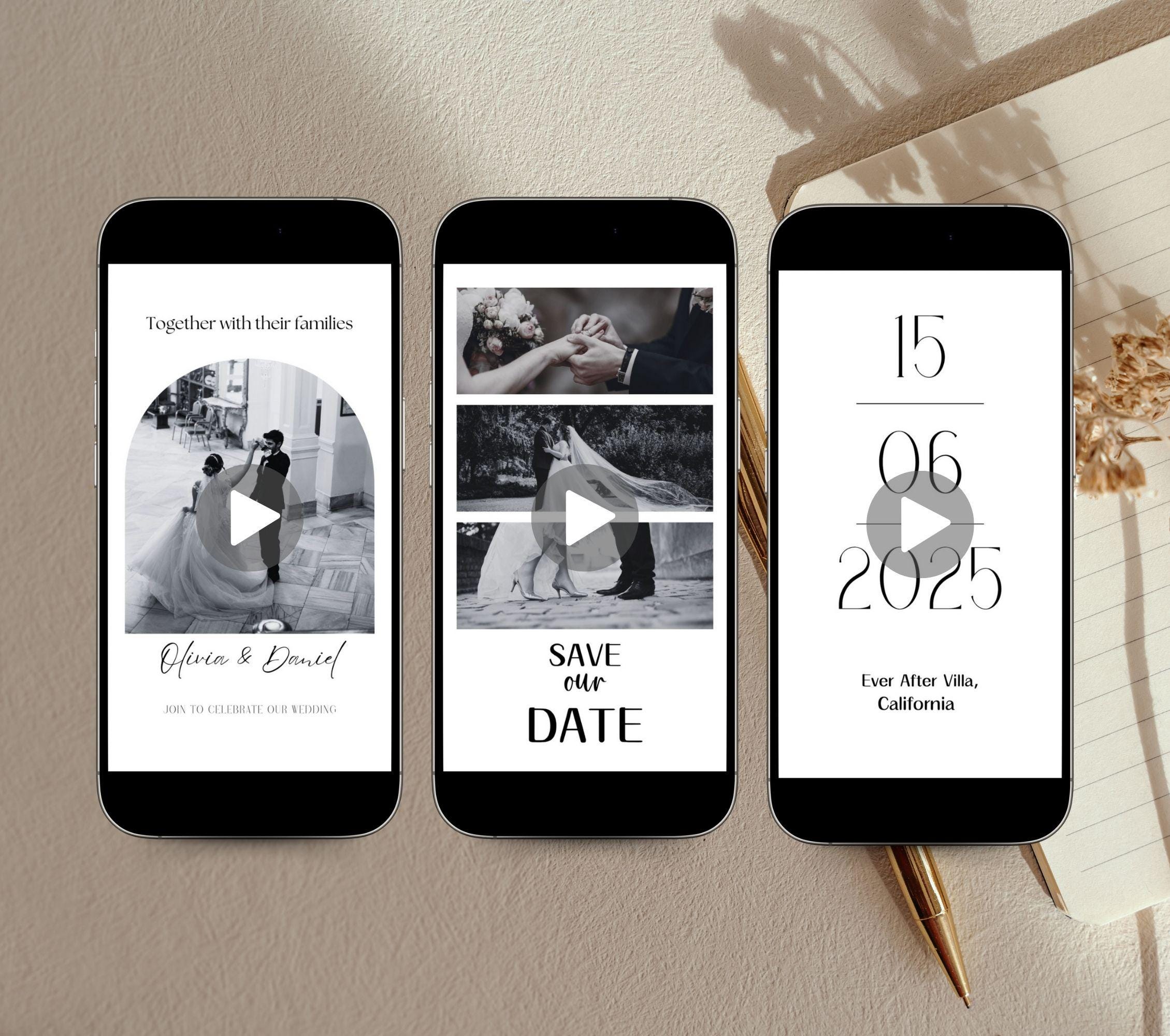 Digital Save the Date Video Invitation Template, Electronic Save the ...