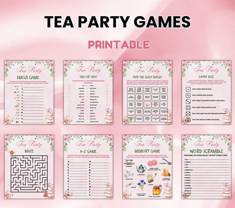 Tea Party Games Bundle, Tea Party Game, Tea Party Game Ideas, Tea Party ...