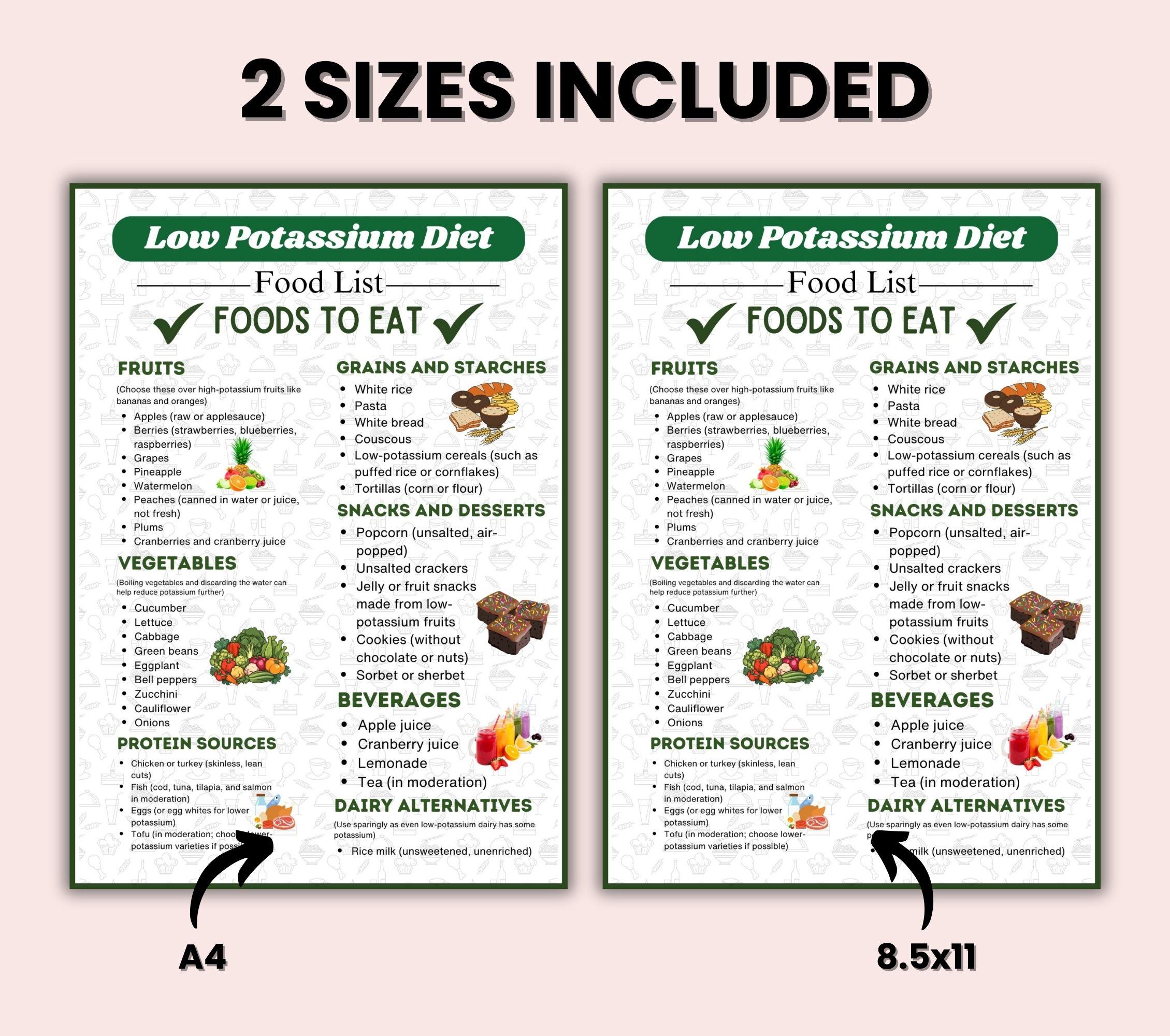 Low Potassium Diet Food List Printable, Stage 4 Kidney Disease Renal ...