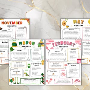 12 Months Newsletter Template Bundle, Back to School, Weekly Classroom ...