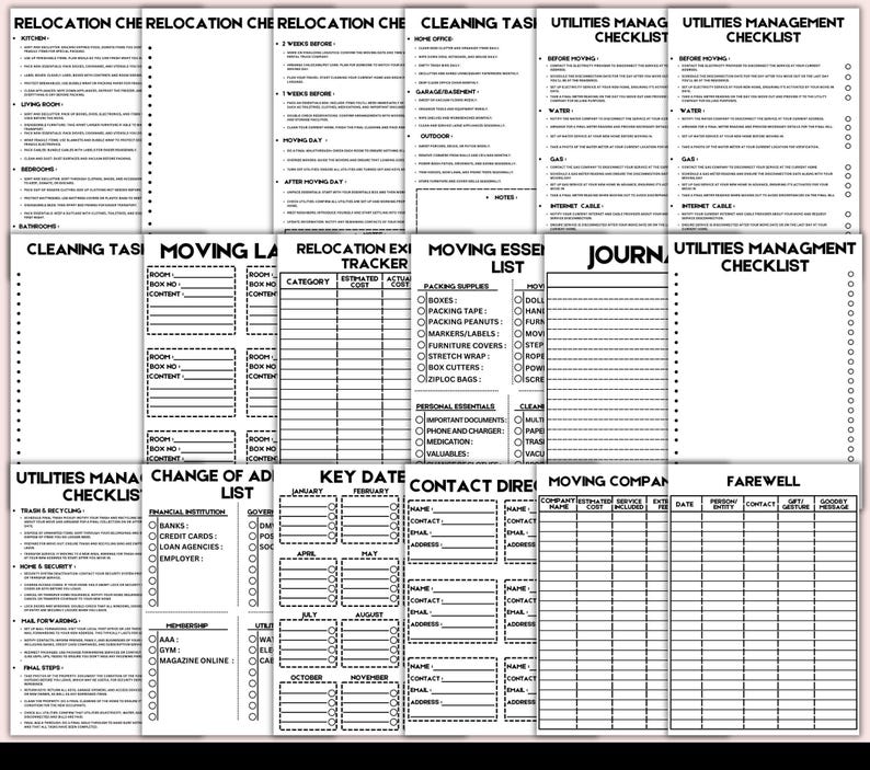 Moving Planner Printable, Moving Checklist, Moving Binder, Moving Gift ...