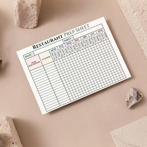 Restaurant Prep Sheet Printable, Food Prep Chart, Food Prep Sheet ...