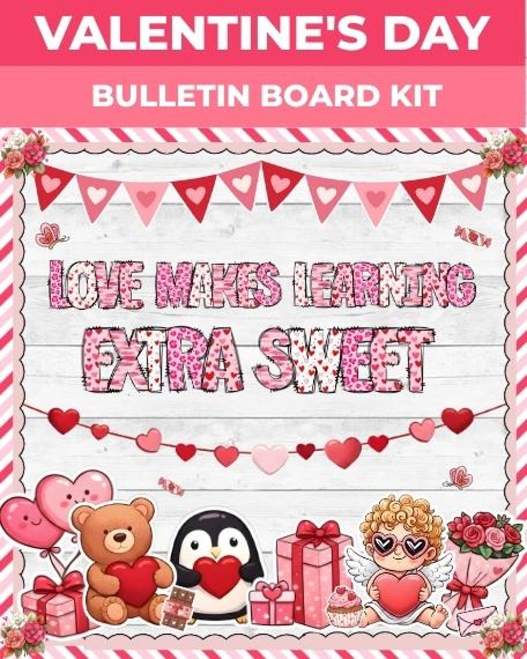 Valentine's Day Bulletin Board Kit, Classroom Decor, Valentines Day ...