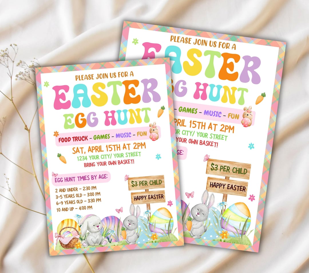Editable Easter Egg Hunt Flyer Template, Printable Easter Egg Hunt ...