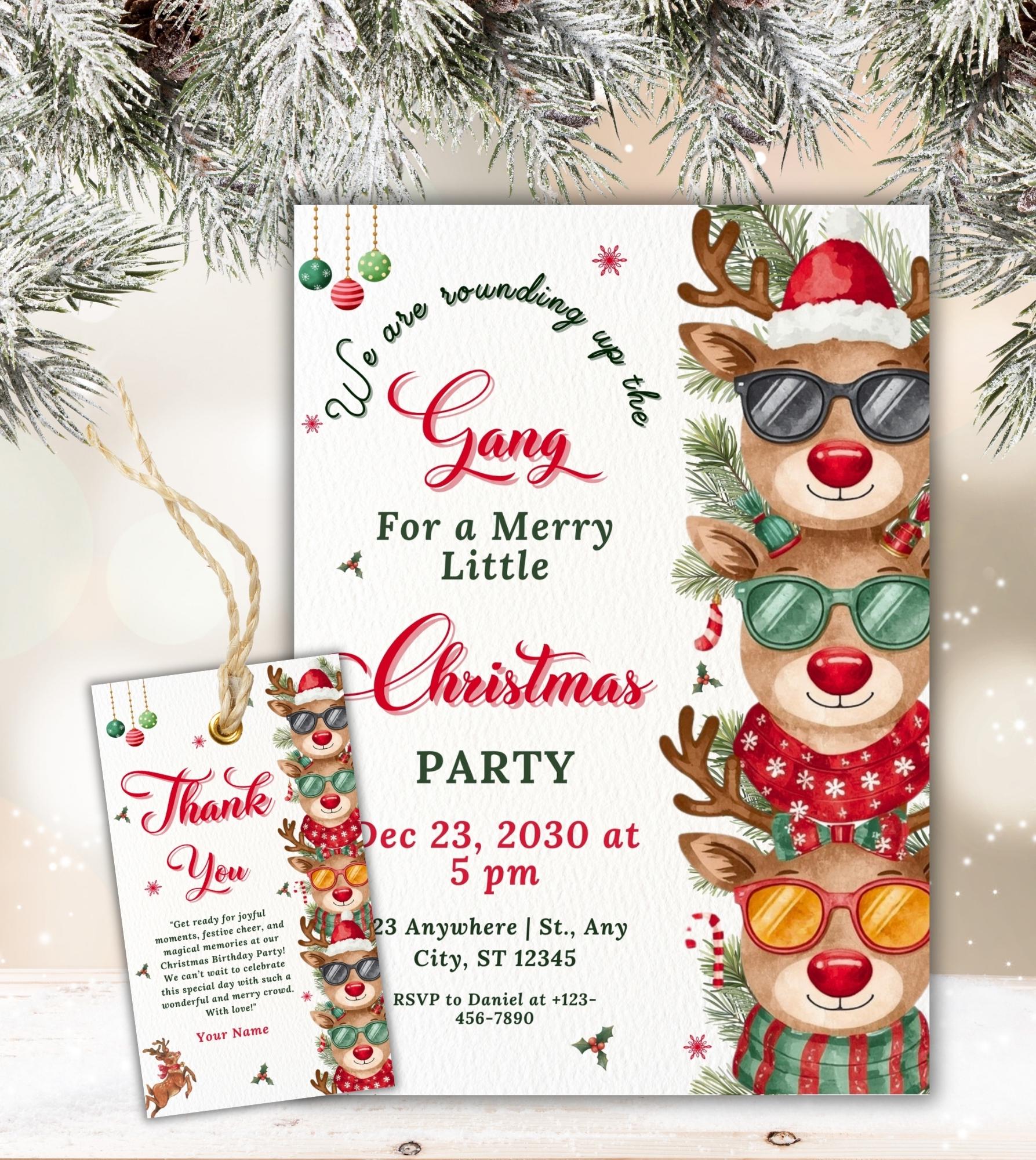 Editable Reindeer Christmas Party Invitation: Holiday Party Invitation ...