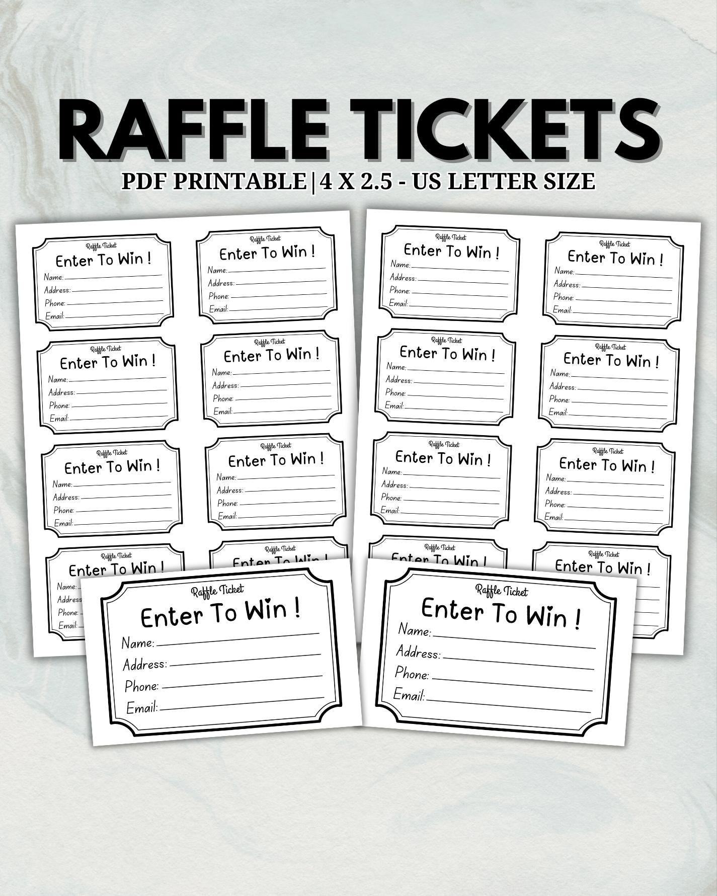 Printable Minimalist Raffle Ticket, Raffle Tickets Template, Enter to ...