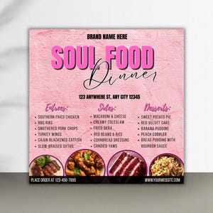 Editable Social Media Post Soul Food Template, Soul Food Flyer, Dinner ...