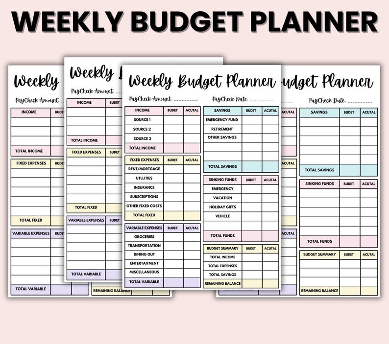Weekly Budget Planner Printable, Weekly Budget Template, Weekly Budget ...