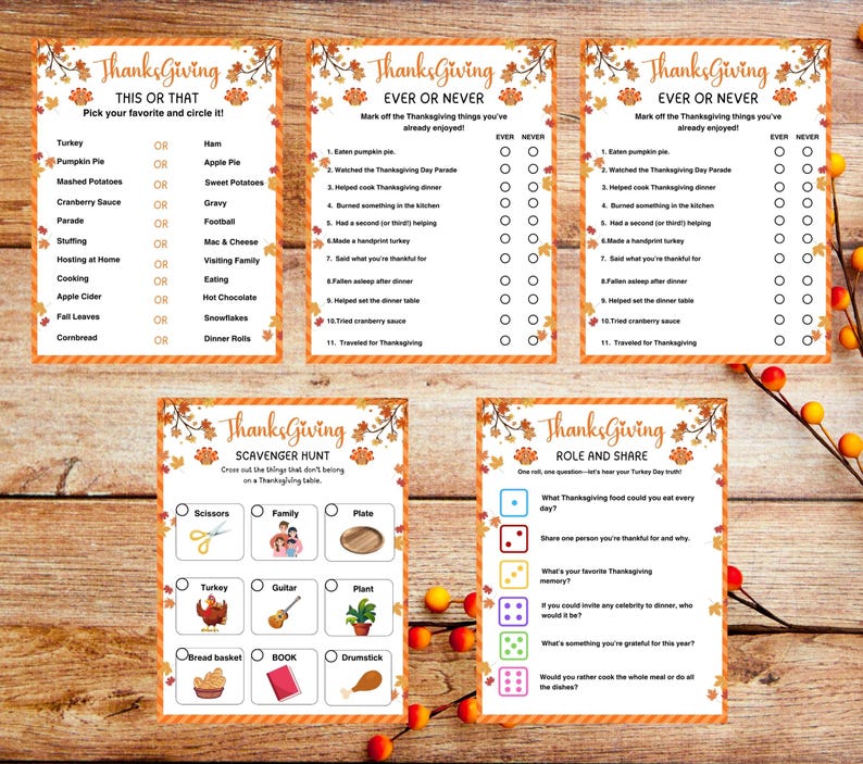 Thanksgiving Games Bundle, Thanksgiving Party Games, Thanksgiving Games ...