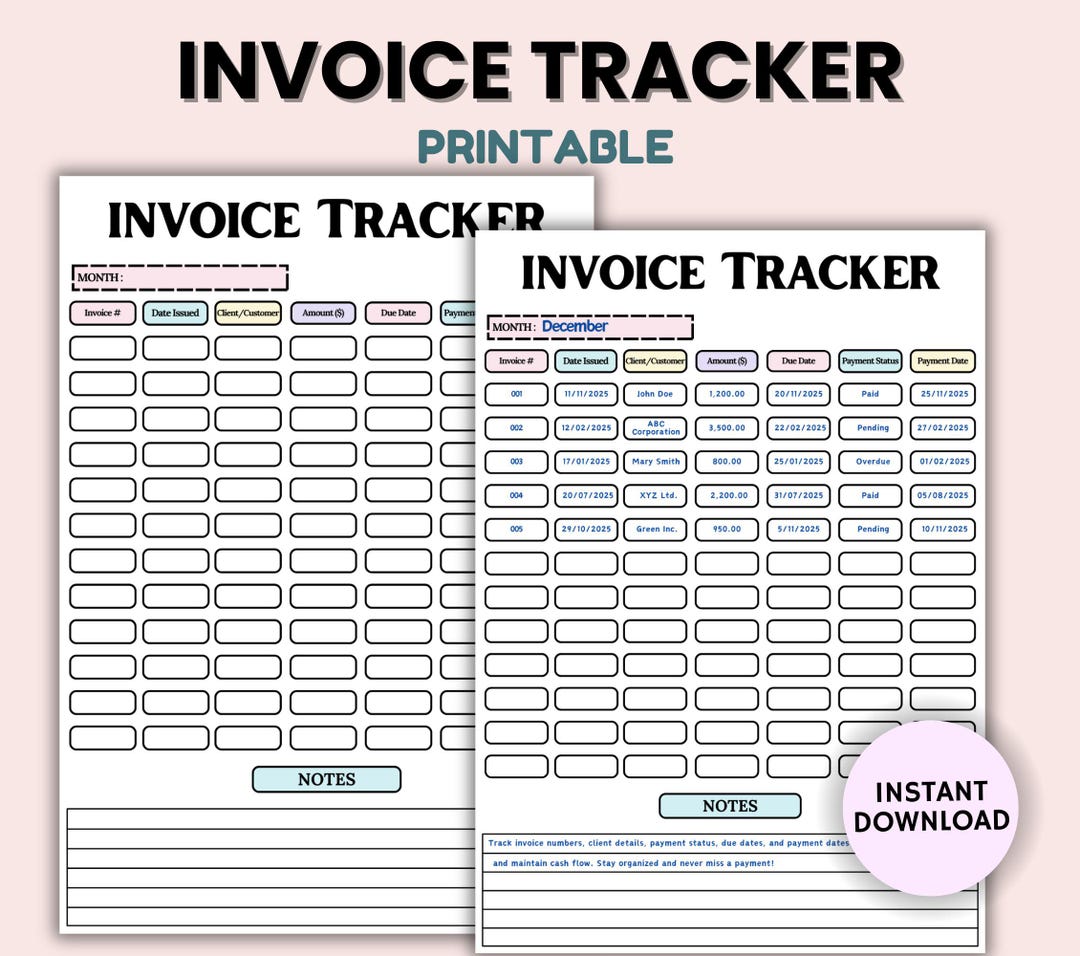 Invoice Tracker Printable, Financial Planner, Bill Tracker, Budget Planner, Finance Organizer ...